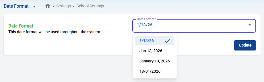 How to Configure Date Format in openSIS School Settings